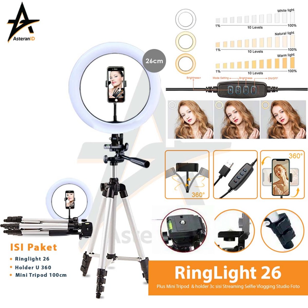 Jual Paket Tripod Kamera Plus Ringlight Untuk Livestreaming Ringlight Tiktok | Shopee Indonesia