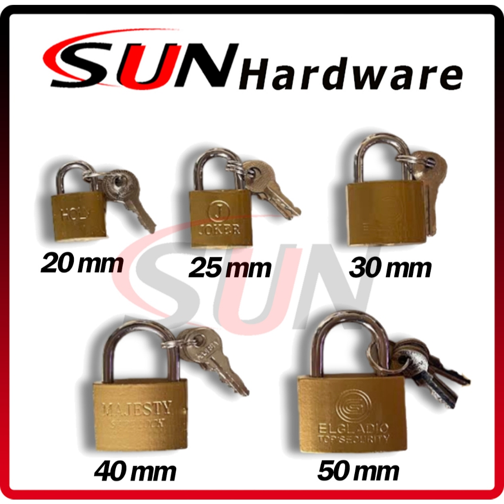 Jual Gembok Kuning 20 25 30 40 50 mm Padlock Gold Emas Koper Tas Kecil ...