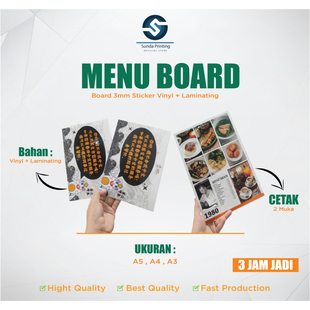 Jual MENU BOARD / PAPAN MENU / MENU RESTO UKURAN A3,A4,A5 | Shopee ...
