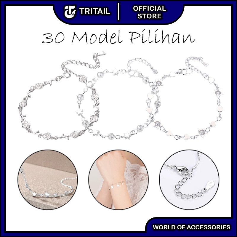 Jual Tritail - Gelang Rantai Silver Titanium Anti Karat Model Korea ...
