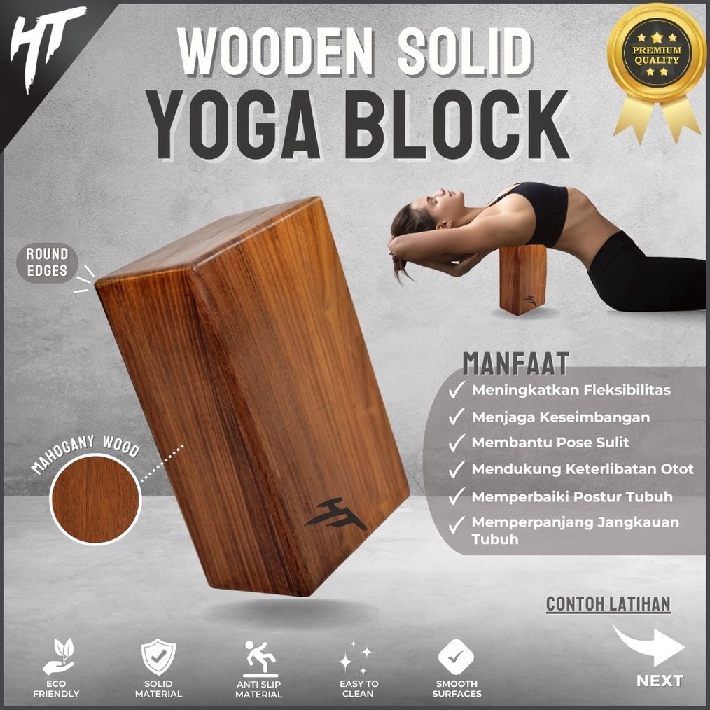 Jual ART Q2Q8 Wooden Solid Yoga Block by Hypertrophy Balok Blok Kayu ...