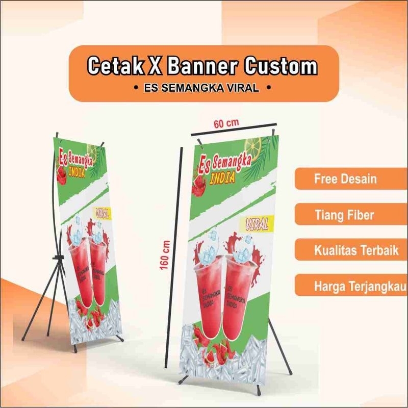 Jual Cetak Paket Lengkap X banner Custom 60 x 160cm FREE DESAIN + Tiang ...