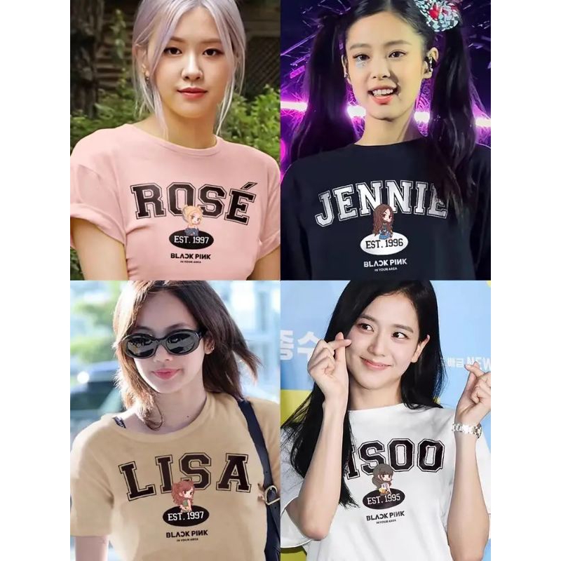 Jual Kaos Blackpink Cute Gambar Jisoo Lisa Jennie Rose Bahan Cotton 30S Premium Pria Wanita ...
