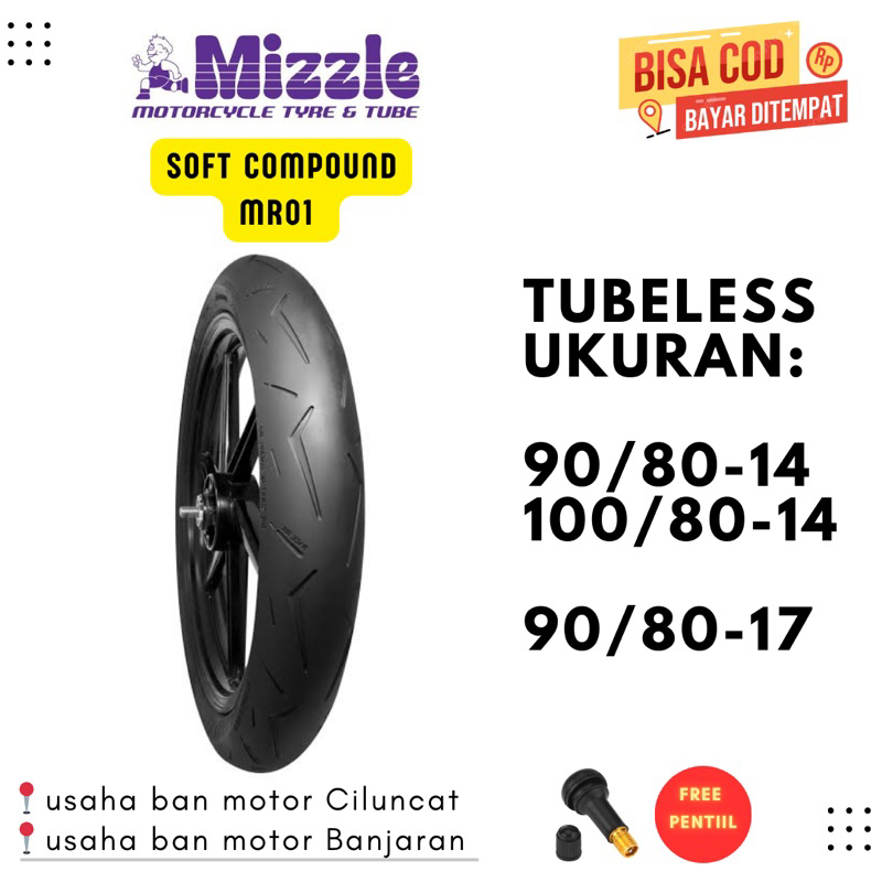 Jual Ban Mizzle MR01 90/80-14 100/80-14 90/80-17 Tubeless Racing Harga ...