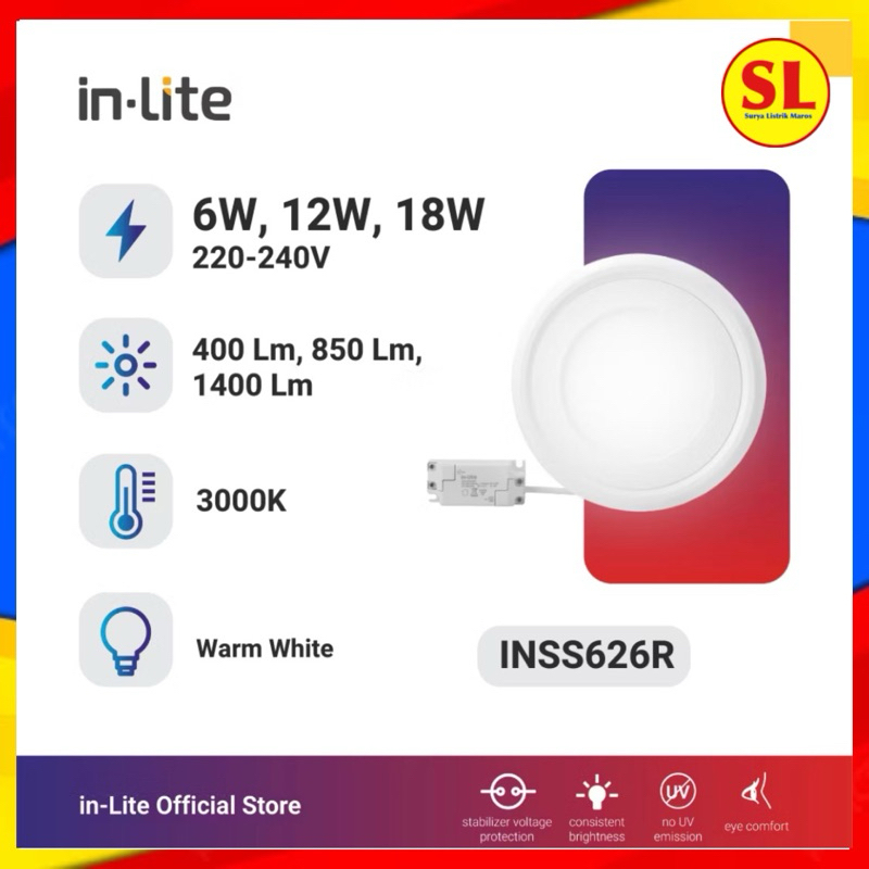 Jual INLITE LAMPU PANEL OUTBOW INSS628R 12 WATT BULAT | Shopee Indonesia