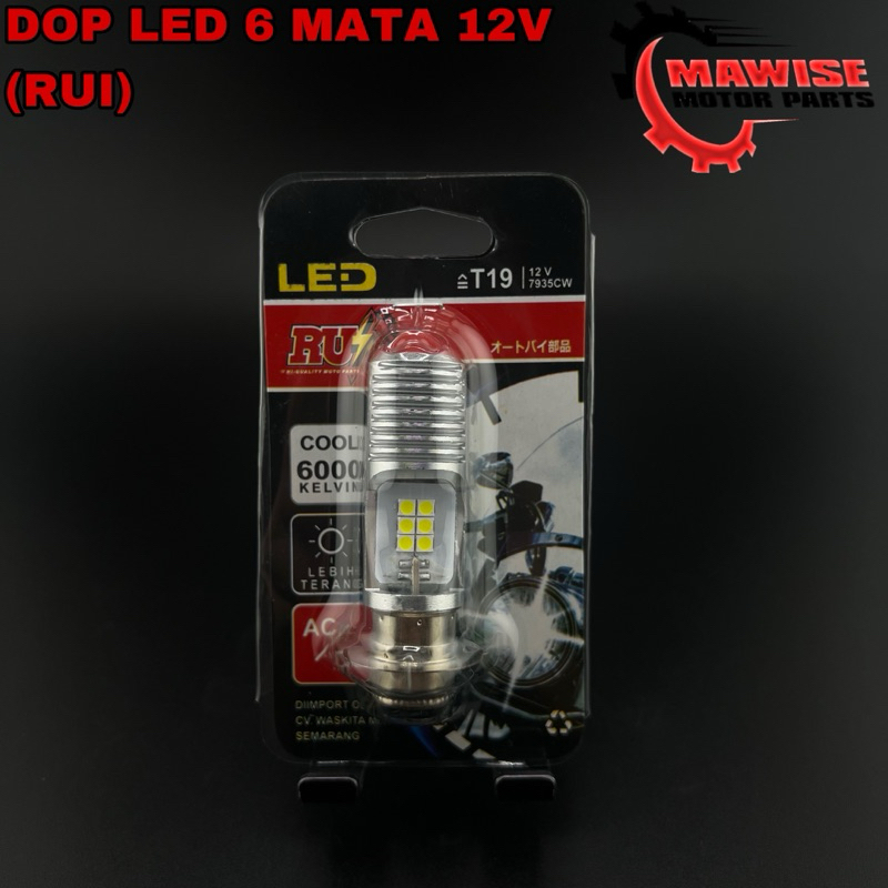 Jual BOHLAM RUI DOP LED BEEBK MATIC T19 V75 AC DC 12V COOL 6000k 6 ...