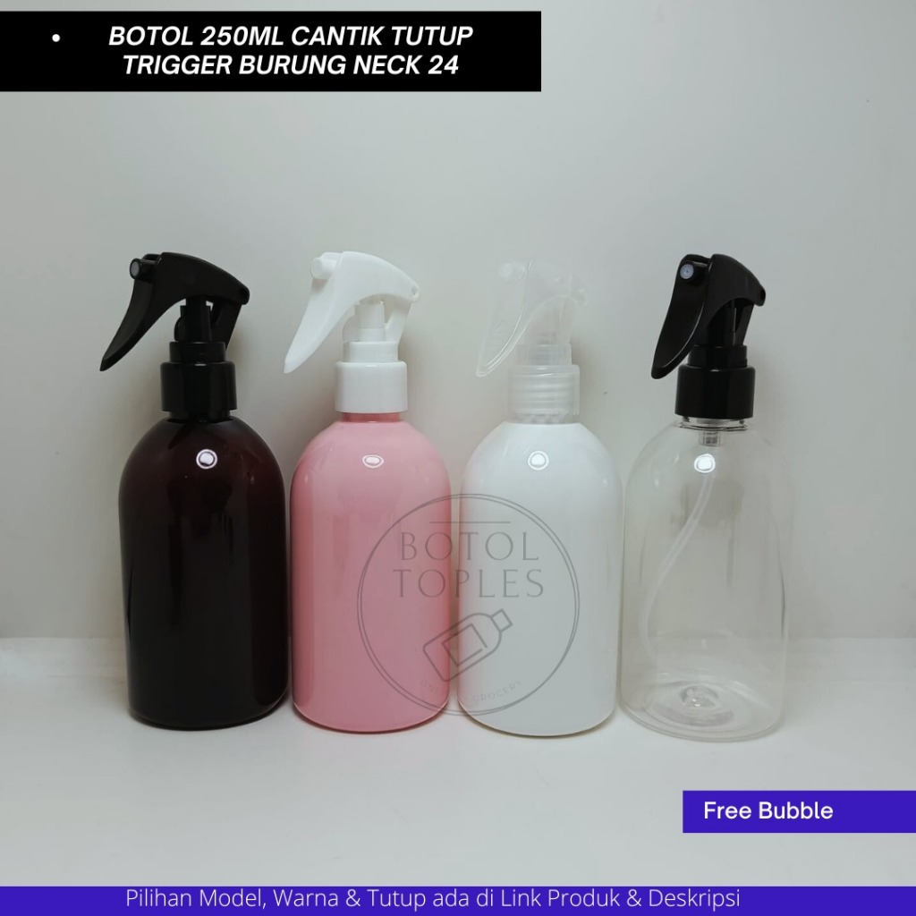 Jual BOTOL 250ML CANTIK TRIGGER NECK 24 PET TEBAL SANITIZER DISINFEKTAN | Shopee Indonesia