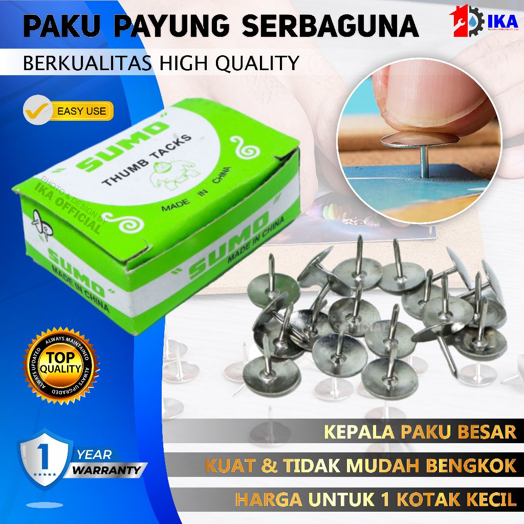 Jual PAKU PAYUNG MURAH PERKOTAK KECIL Paku Payung isi 20 pcs / Thumb Tacks Pines Push Pin ...