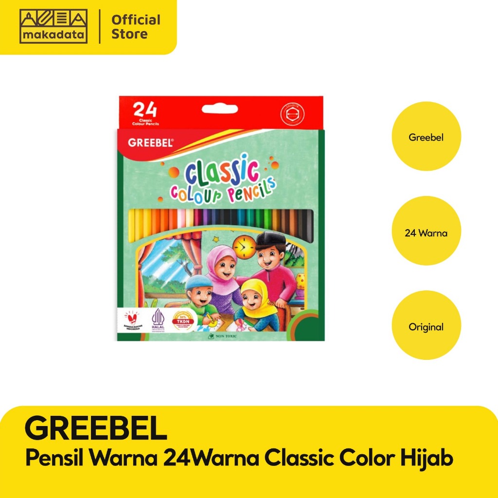 Jual PENSIL WARNA/ COLOUR PENCIL GREEBEL 24 WARNA CLASSIC COLOR HIJAB ...