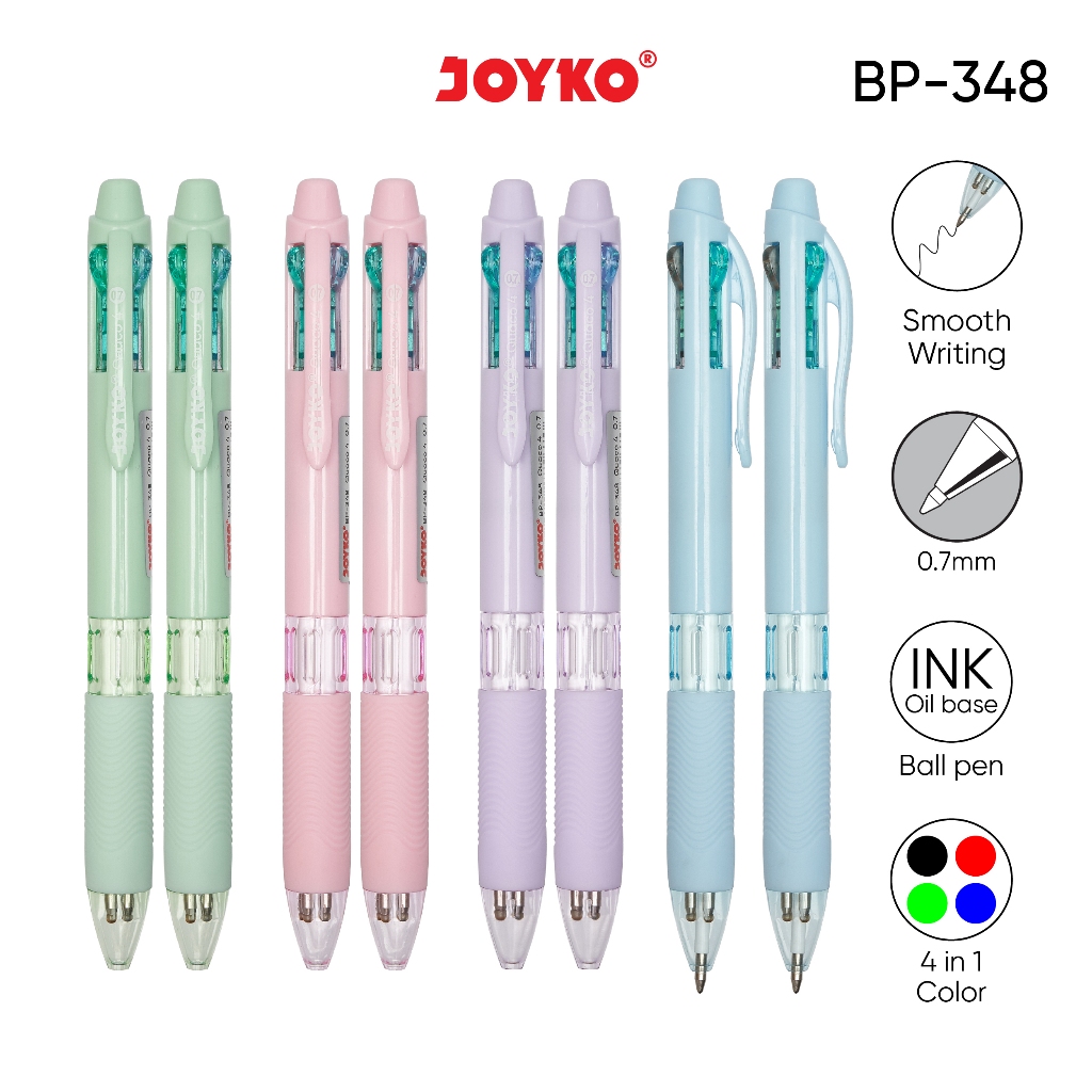 Jual Ball Pen Pulpen Pena Joyko BP-348 Quaco 4 0.7 mm 4 Warna Colors | Shopee Indonesia