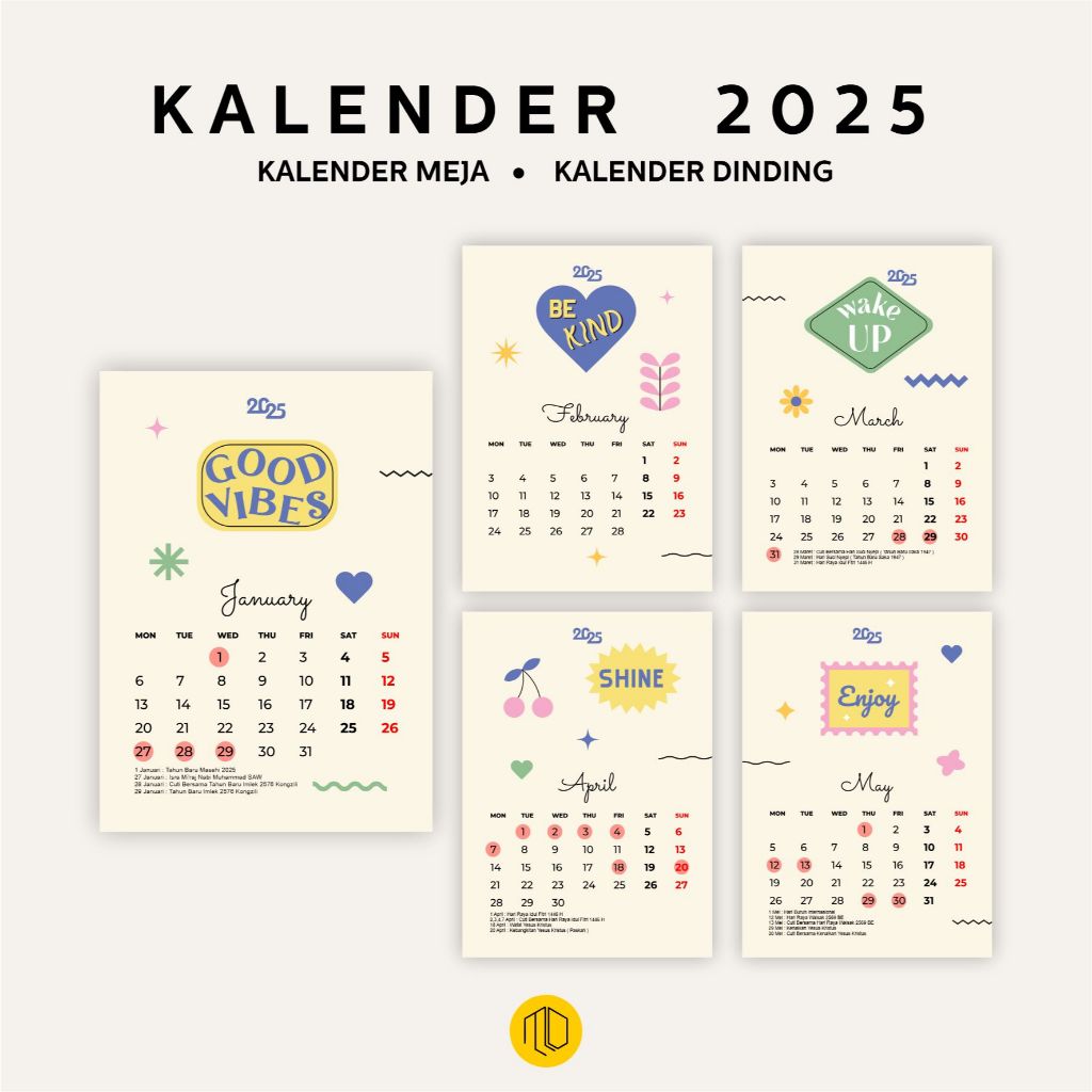 Jual Kalender 2025 / Kalender Duduk Aesthetic Tahun 2025 / 2025 Spiral ...