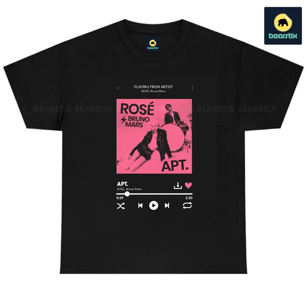 Jual T-Shirt Rose x Bruno Mars - Kaos Spotify Lagu APT. - Baju Streetwear Blink | Shopee Indonesia