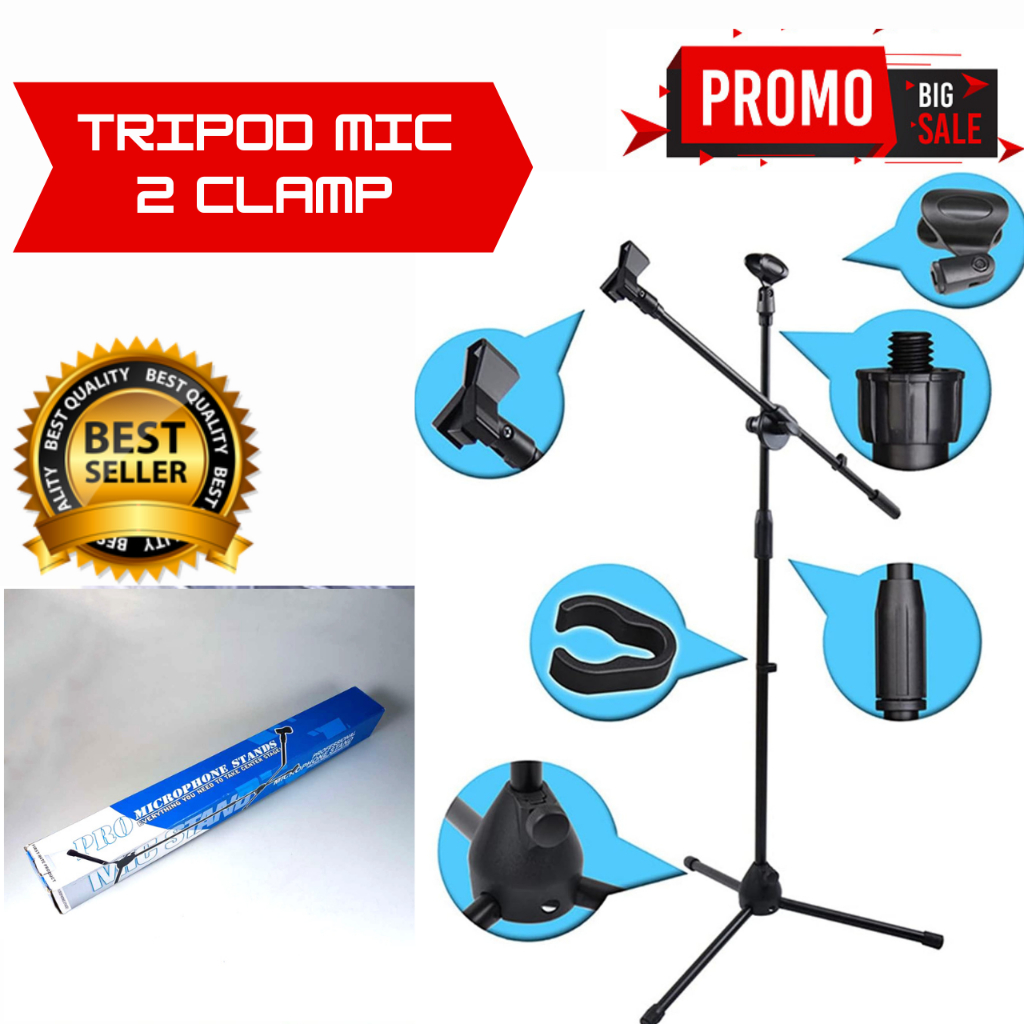 Jual Tripod Microphone Stand + 360 rotating boom arm Plus Mic holder ...