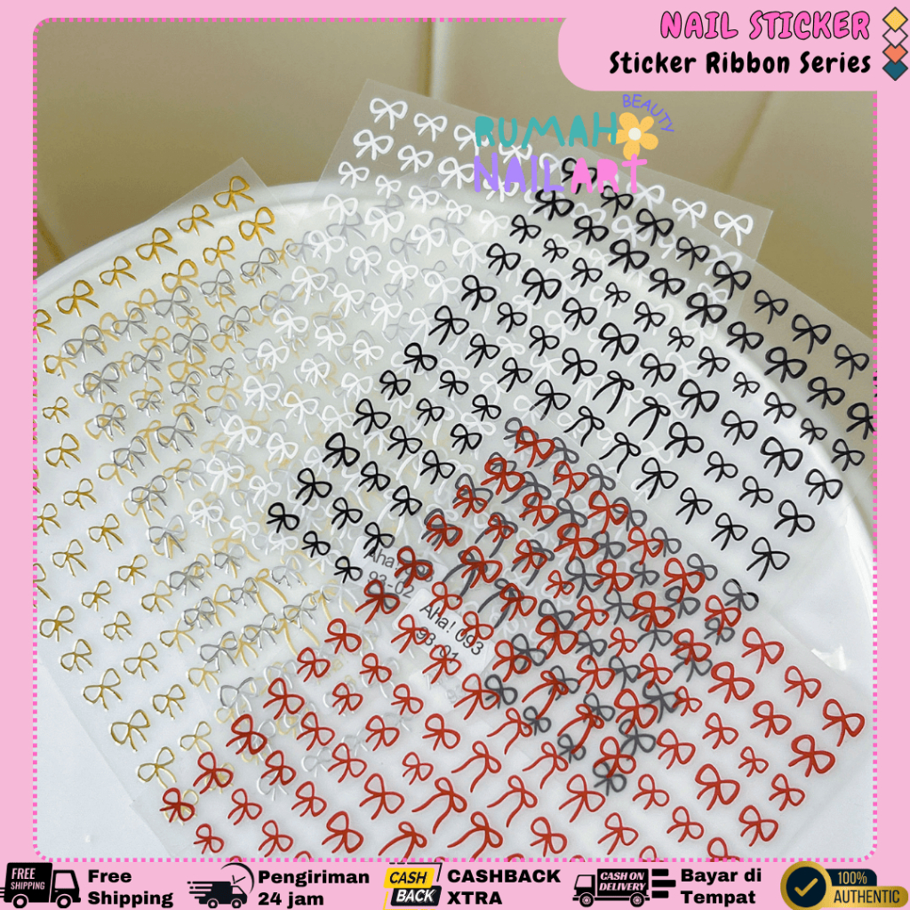 Jual STICKER 9301 Kuku Nail Art 3D Motif Pita Emboss Mix Berlian Pita ...