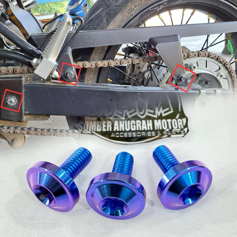 Jual BAUT TUTUP + KARET RANTAI WR WR155 TITANIUM (harga set 3baut ...