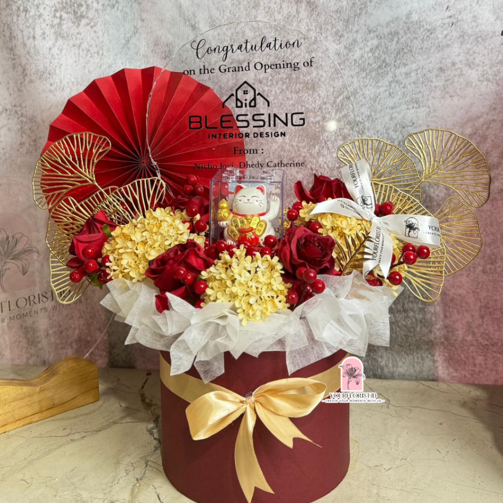Jual READY SIAP DIKIRIM Bloom Box Grand Opening Gift Terdapat Lucky Cat ...