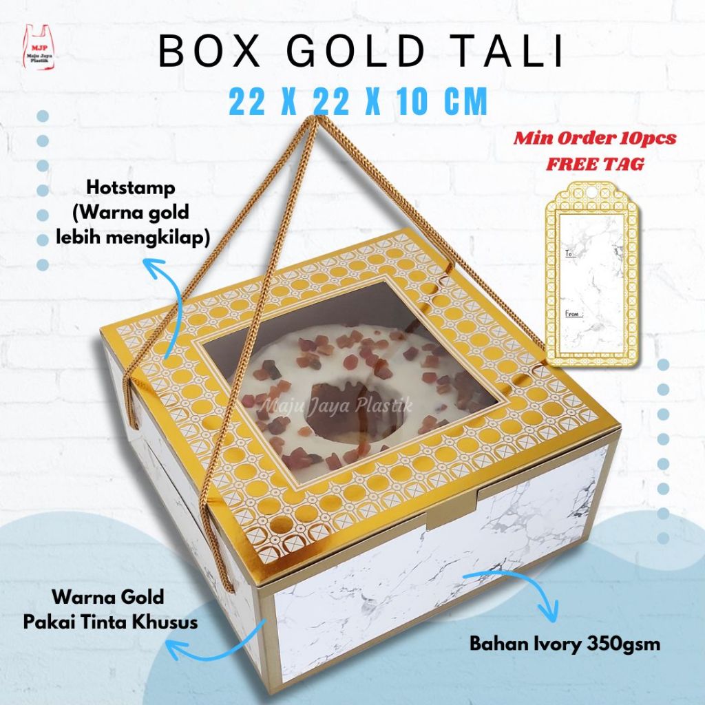 Jual Box Mika Tali Merah Hijau Pink 22x22x8 22x22x10 Dus marmer Handle ...