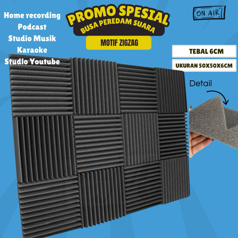 Jual BUSA PEREDAM SUARA RUANGAN MODEL ZIGZAG 50X50X6cm SUPER TEBAL ...