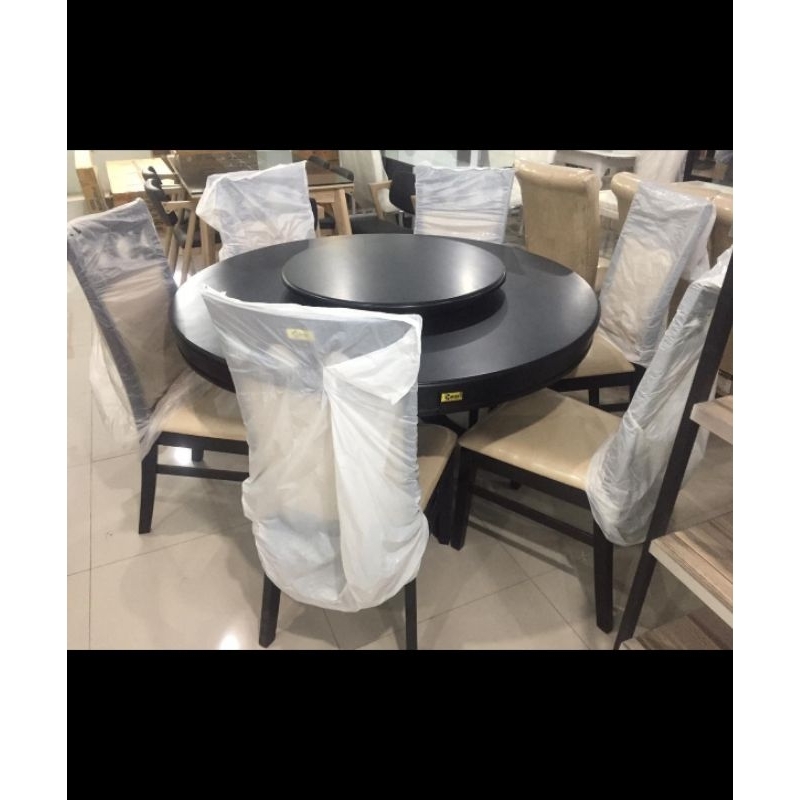 Jual MEJA MAKAN BULAT SET KURSI MAKAN , MEJA PUTAR ATAS BULAT 130CM ...