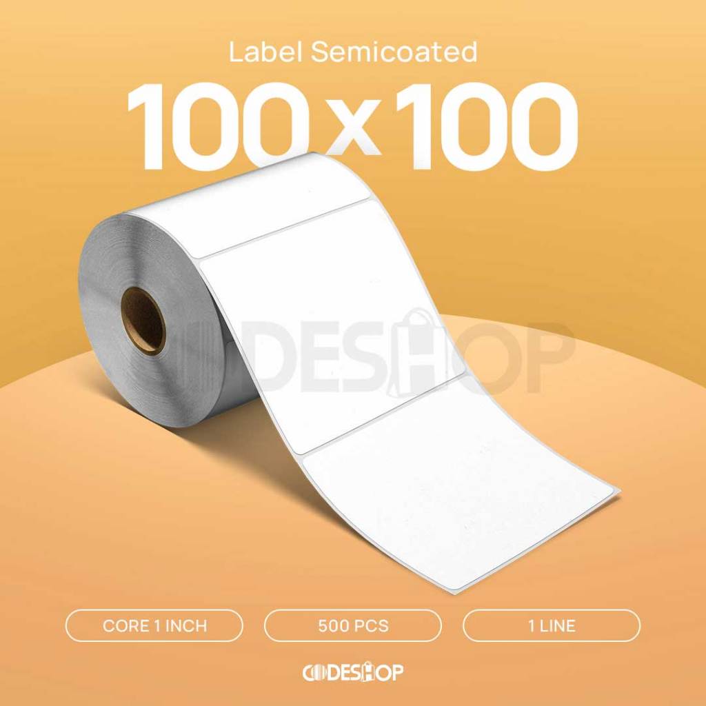 Jual Label Stiker Semicoated 100x100 mm Codeshop 1 Line isi 500 Pcs Semicoat Barcode Barang Resi ...