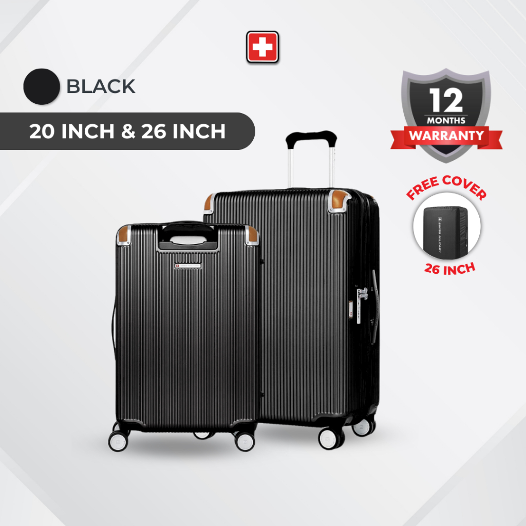 Jual Swiss Military Koper Zeneba Black set Bundling - Koper Bagasi 26 ...