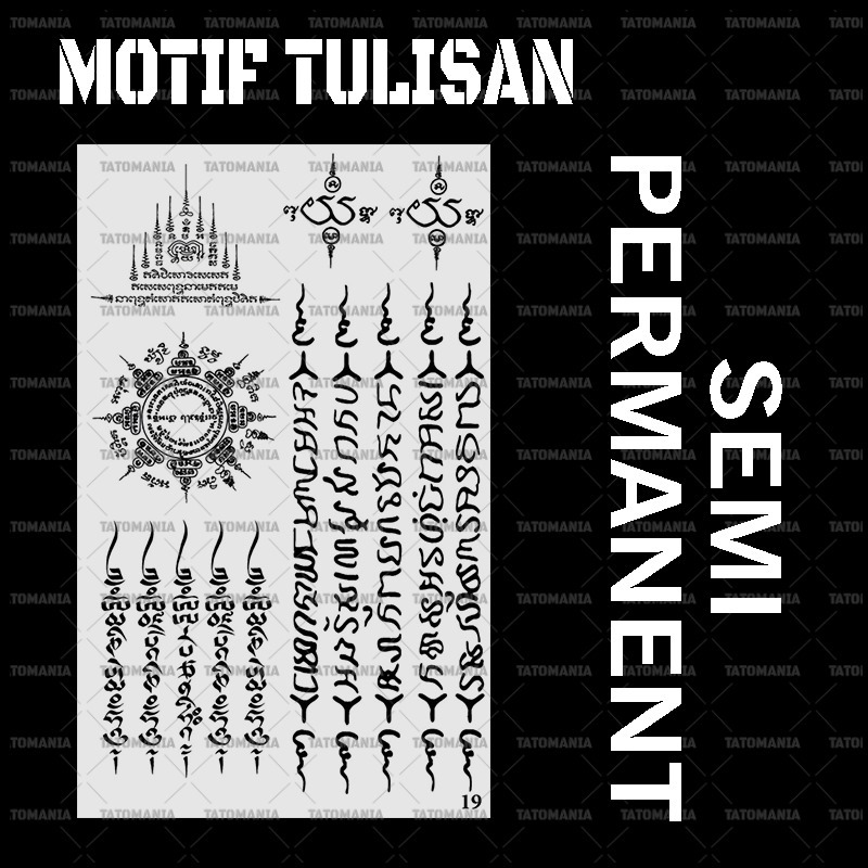 Jual Stiker tato temporer semi permanen tulisan 19 motif Thailand ...