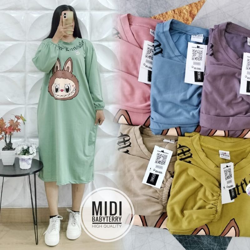 Jual MIDI DRESS TERBARU LONG DRESS LENGAN PANJANG DASTER MIDI KEKINIAN ...
