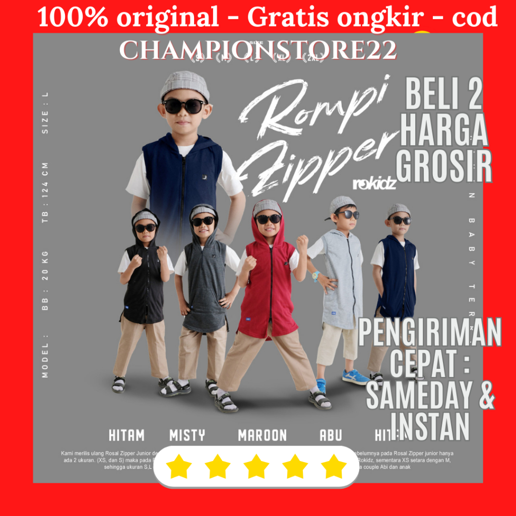 Jual Rompi Sholat Anak Zipper Rokidz Rosal Kids Rompi Solat Hoodie ...