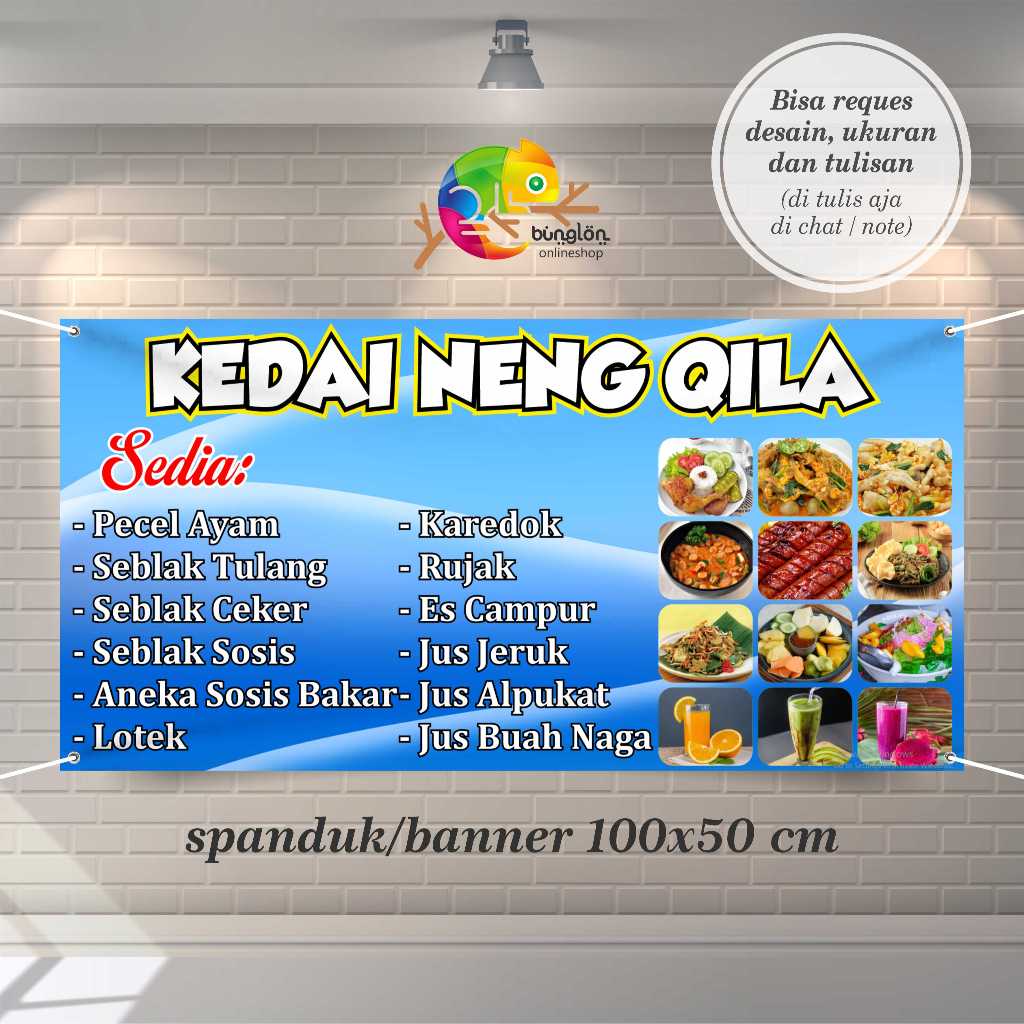 Jual Cetak Spanduk Banner Kedai Jajanan Model Biru | Shopee Indonesia