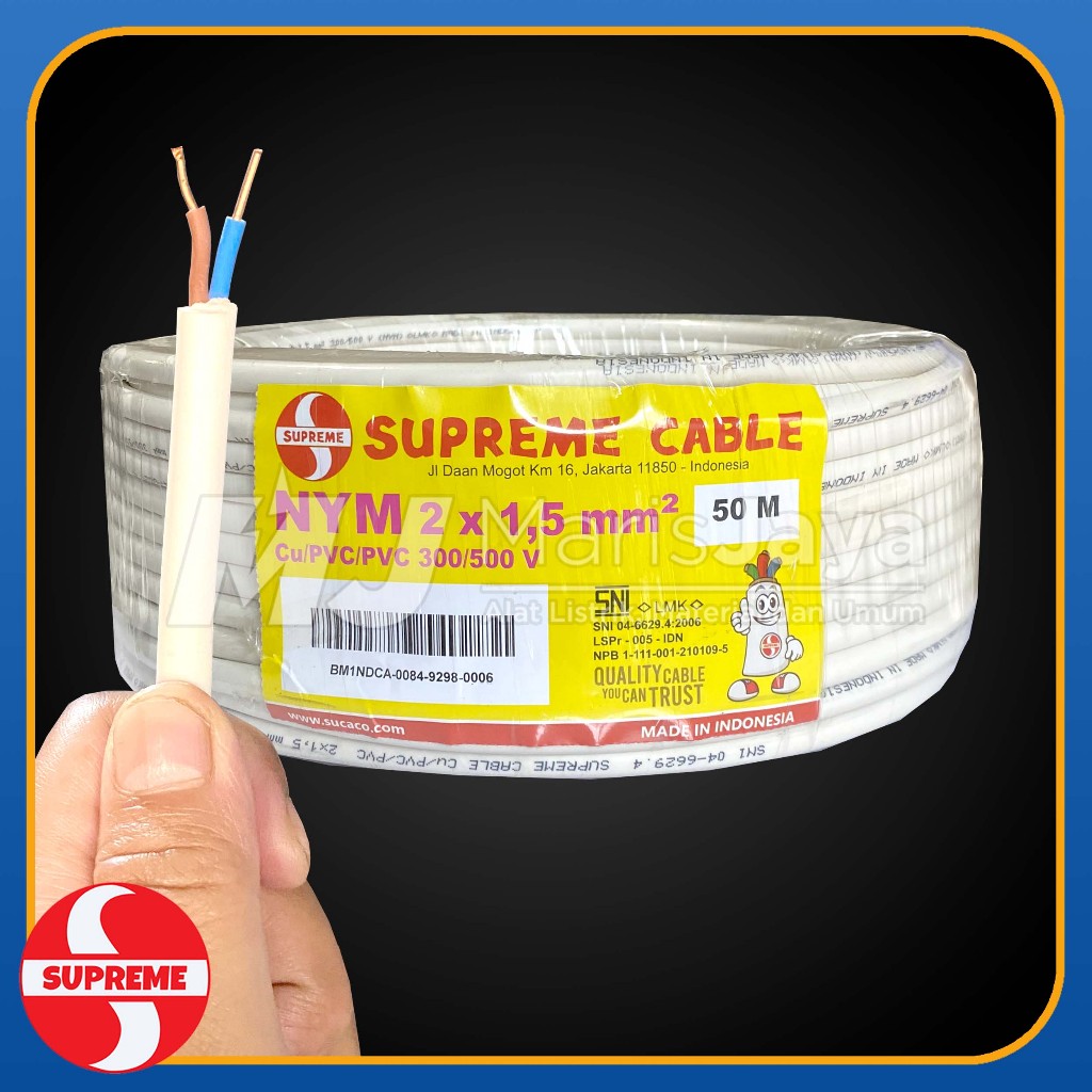 Jual (PER METER) Kabel Tunggal SUPREME NYM 2x1,5 2x1.5 mm | Shopee Indonesia