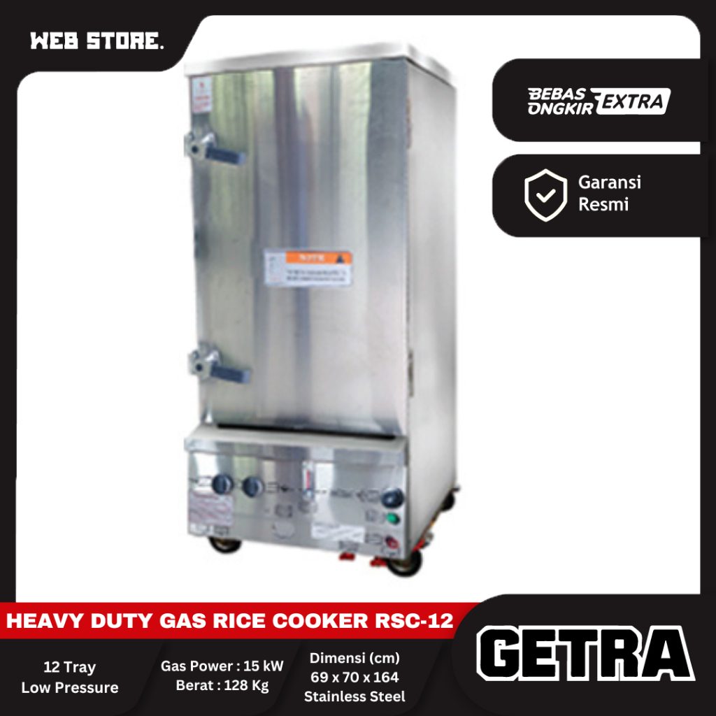 Jual Mesin Pengukus Nasi 12 Tray Getra RSC-12 Heavy Duty Gas Rice Cooker RSC-12 Getra | Shopee ...