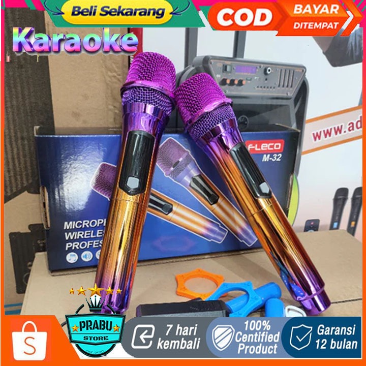 Jual Mic Wireless / Mic Double Wireless Fleco M-32 VHF | Mic Ori / MIC ...