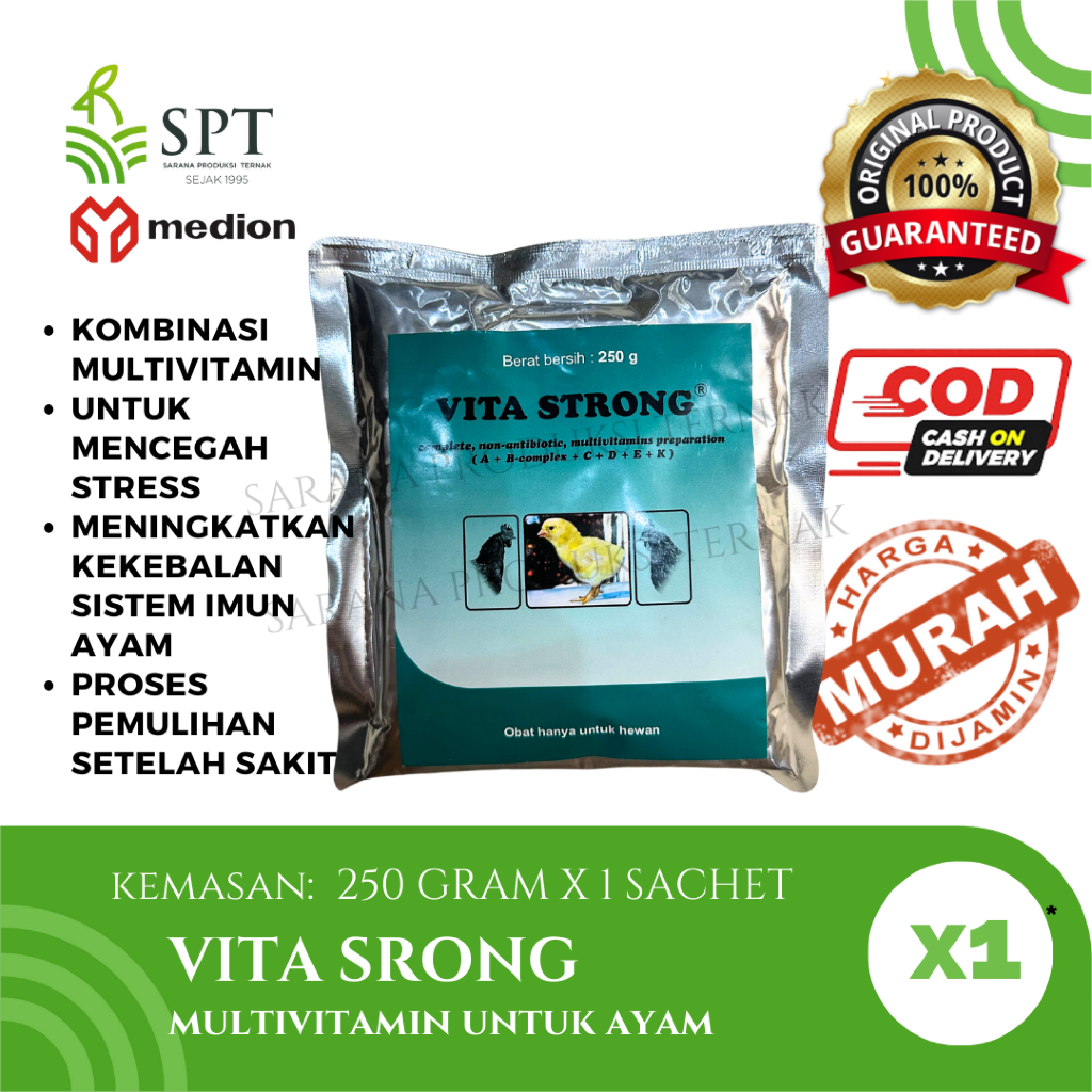 Jual VITA STRONG 250 GRAM MULTIVITAMIN UNTUK MENGURANGI STRESS AYAM ...