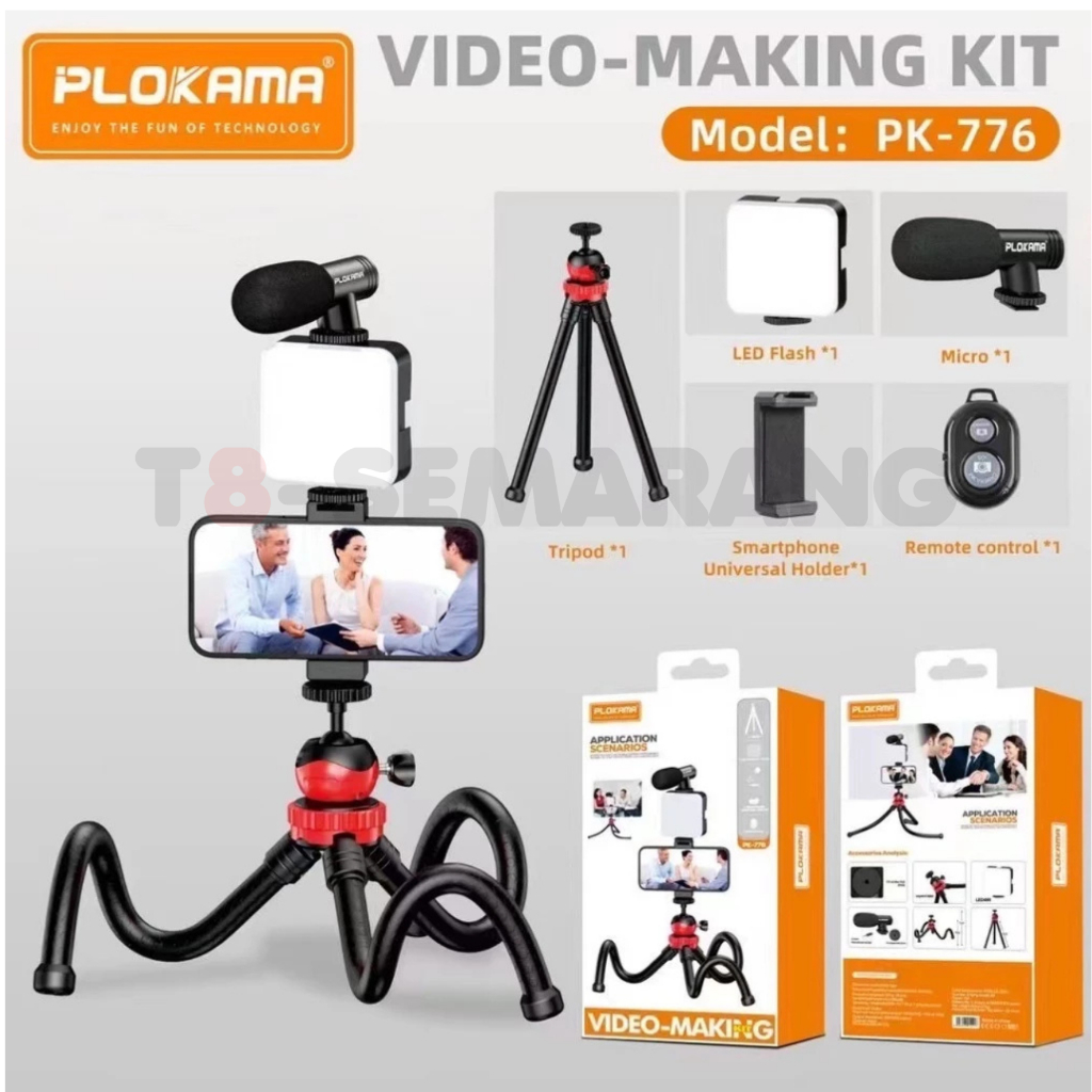 Jual PK-776 PLOKAMA Flexible Selfie Tripod Portable Video-Making Kit ...