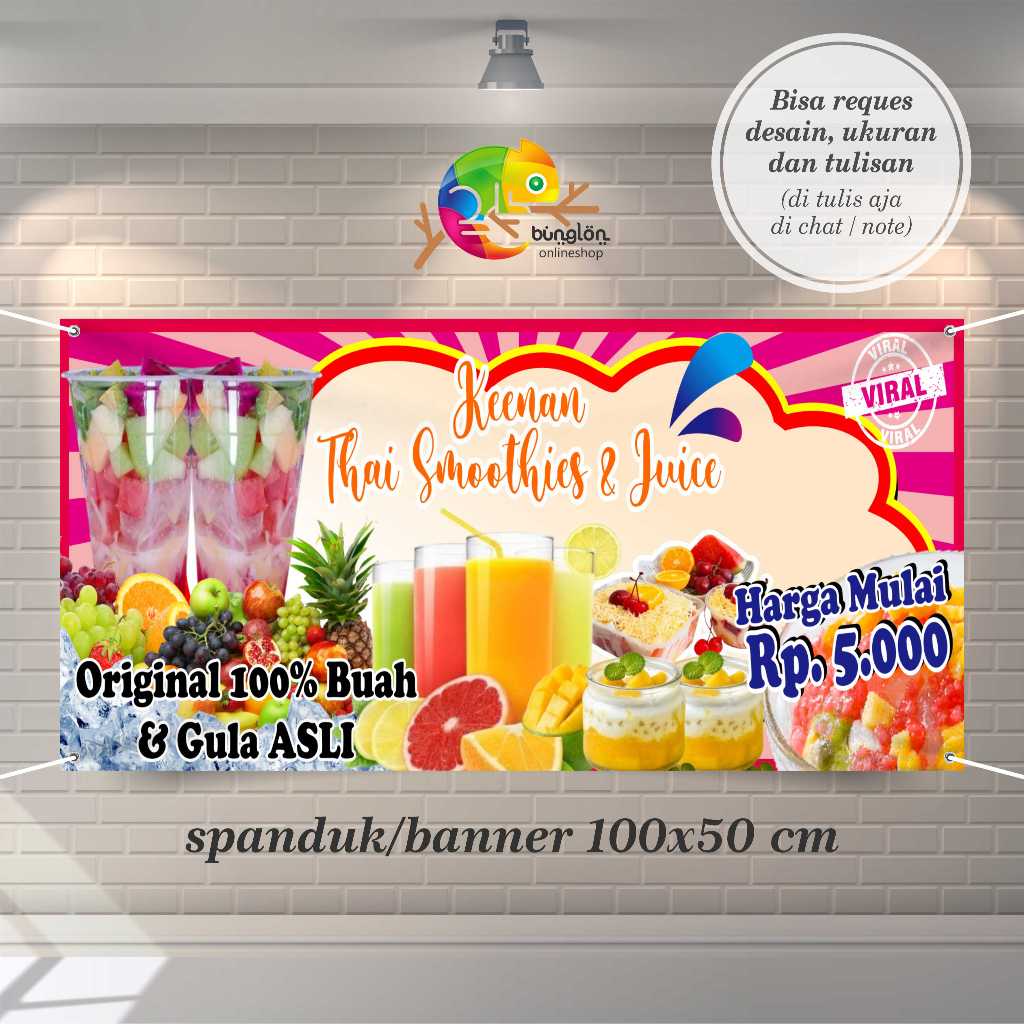 Jual Cetak Spanduk Banner Thai Smoothies & Juice | Shopee Indonesia