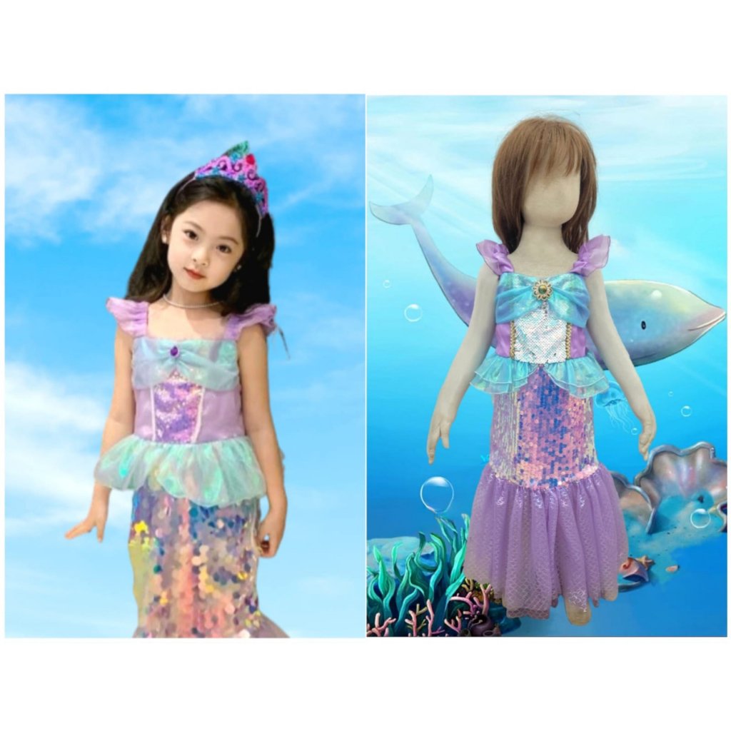 Jual Kostum Princess Little Mermaid 02 Ungu Dress Gaun Putri Duyung ...