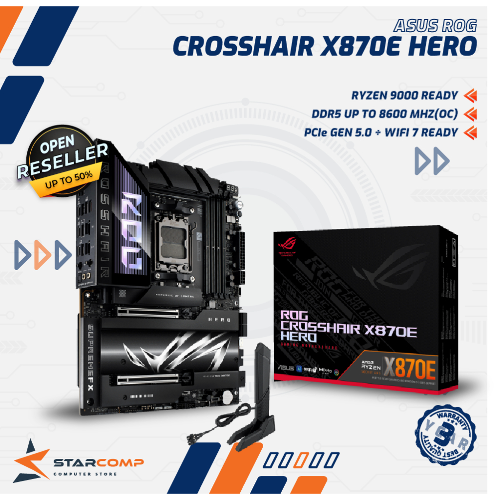 Jual ASUS ROG CROSSHAIR X870E HERO WIFI7 AMD AM5 X 870 DDR5 Motherboard ...