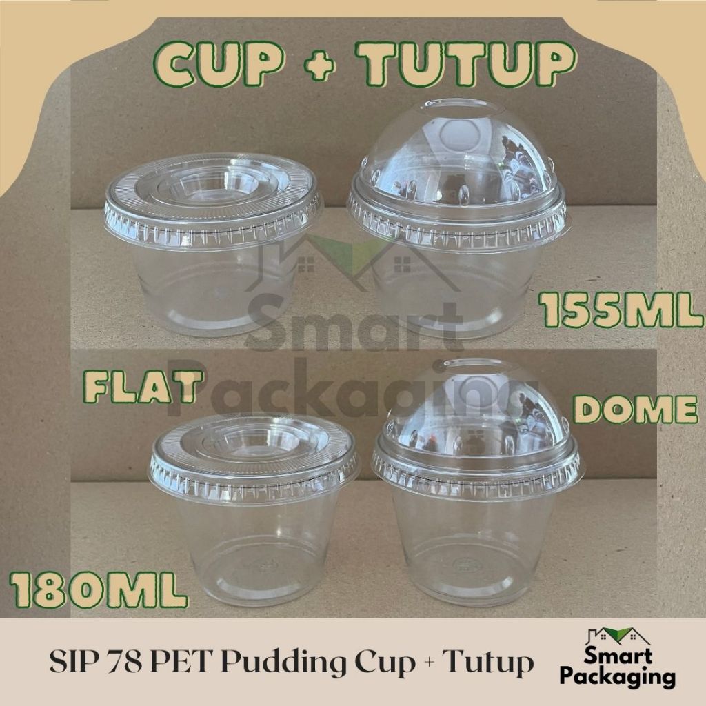 Jual [ISI 50 PCS] SIP PET 155ml 180ml Pudding Cup + Tutup 78 / Gelas Puding 155ml + Lid / 180ml ...