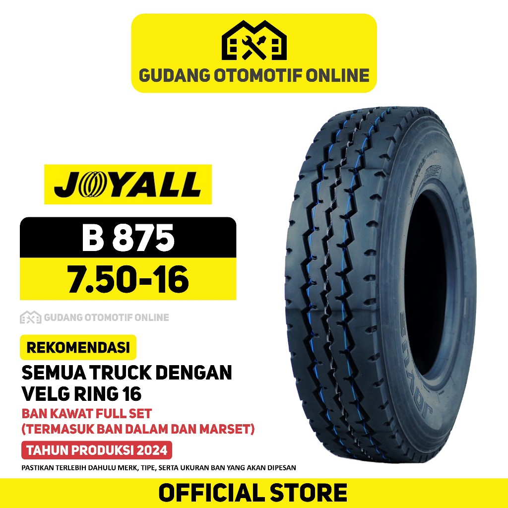 Jual Ban Truk Joyall B875 750 R16 16 Truck Colt Diesel Canter Ragasa 7.50 R16 Joyaal Joyal ...