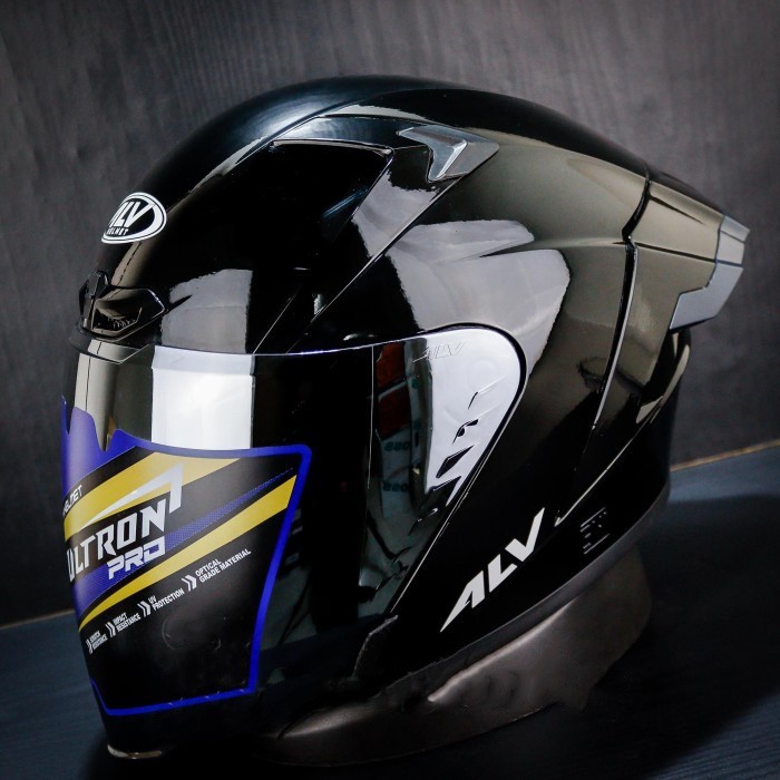 Jual HELM HALF FACE ALV ULTRON PRO BLACK GLOSSY ORIGINAL - VISOR SILVER ...
