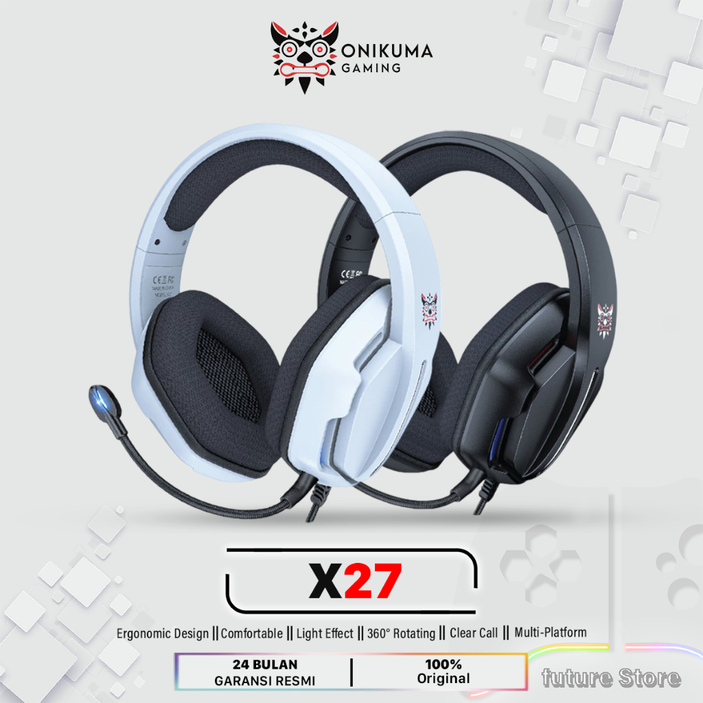 Jual ONIKUMA X27 Headphone Gaming White Black RGB With Stereo Surround ...