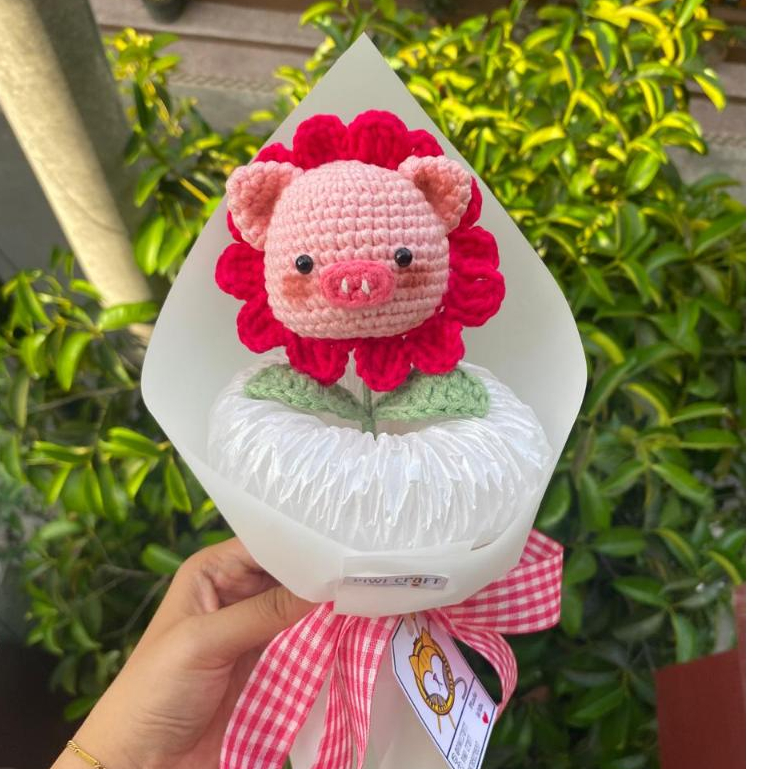 Jual buket boneka karakter kartun rajut untuk buket, buneka rajut/buket ...