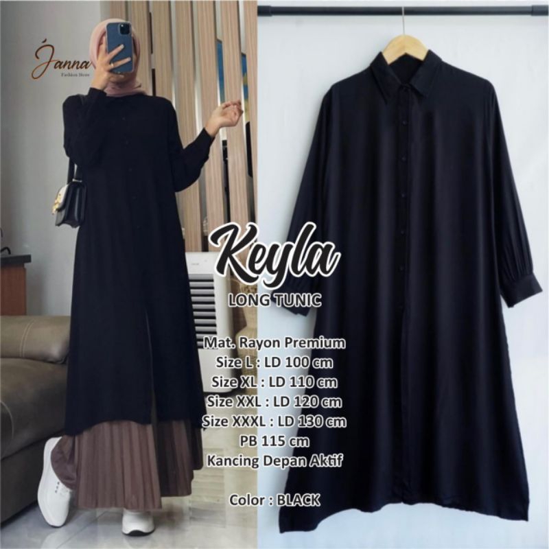 Jual KEYLA LONG TUNIK BAHAN RAYON ADEM DAN HALUS BY JANNA | Shopee ...