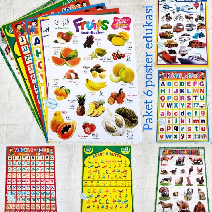 Jual New Mart PAKET 6 LEMBAR POSTER DINDING EDUKASI ANAK PAUD DAN TK ...
