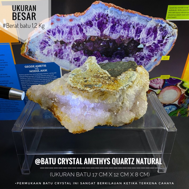 Jual Batu Crystal Geode Amethys Quartz L50 atau Bongkahan Kristal Ametis Natural atau Batu ...