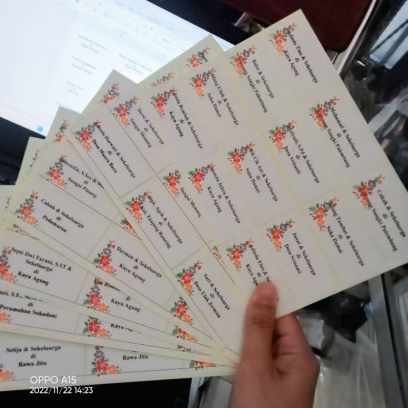 Jual Cetak Label Nama Undangan Ukuran 103/104/107/121 1 Hari Langsung ...