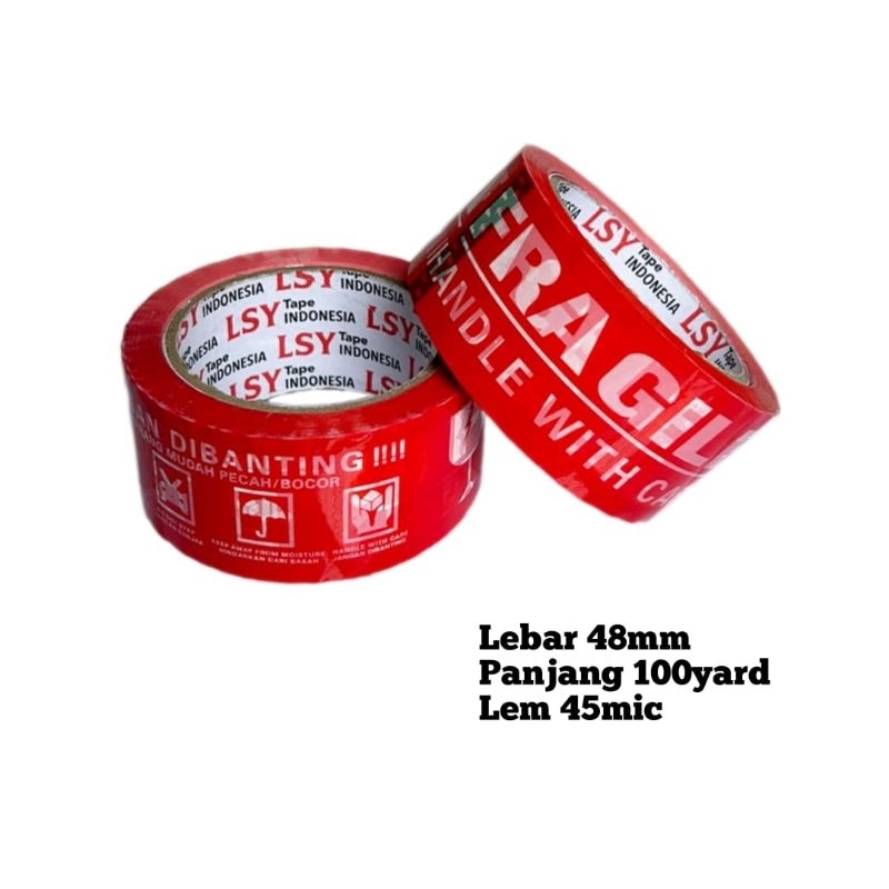 Jual lakban fragile full merah LSY TAPE 48mm x 100yard ( CMH ) | Shopee ...