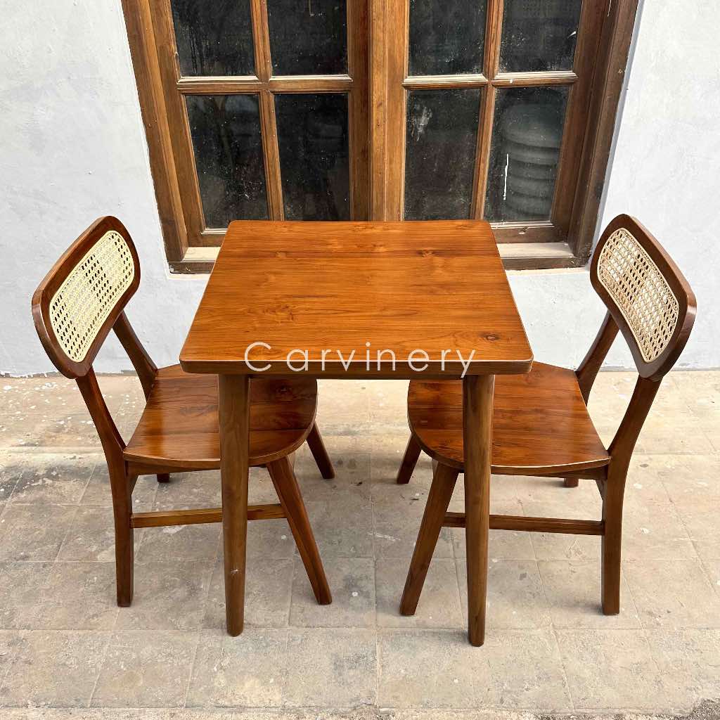 Jual Set Kursi Makan Ropan Rotan 2 Kursi 1 Meja, Set Meja Makan Cafe Kayu Jati Terbaru ...