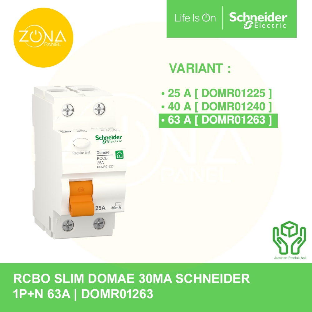 Jual RCCB ELCB NEW DOMAE SCHNEIDER 2P 1P+N 30MA 63A 6KA DOMR01263 | Shopee Indonesia