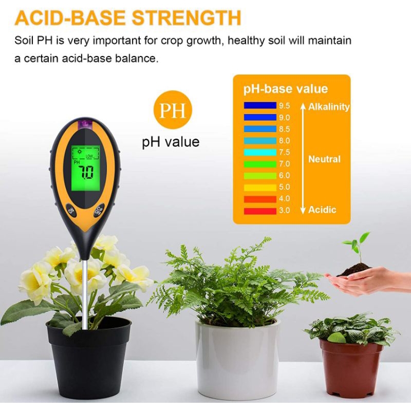 Jual Alat Pengukur PH Tanah Digital 4 In 1 Pemantau Kelembapan Tanah ...